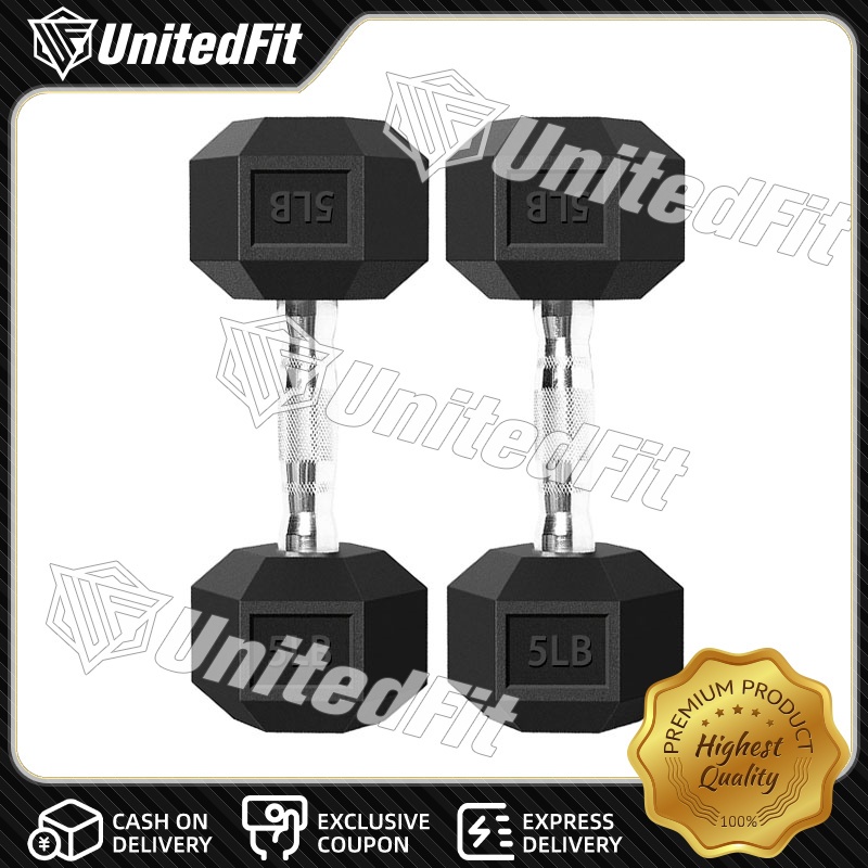 PER PIECE Hex Dumbbell 5/10/15/20 Lbs Metal Handle Rubber Hexagon ...