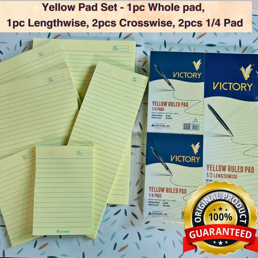 Victory Yellow Ruled Pad Set 64gsm 90Leaves (Sold Per Set - 1-pc Whole ...