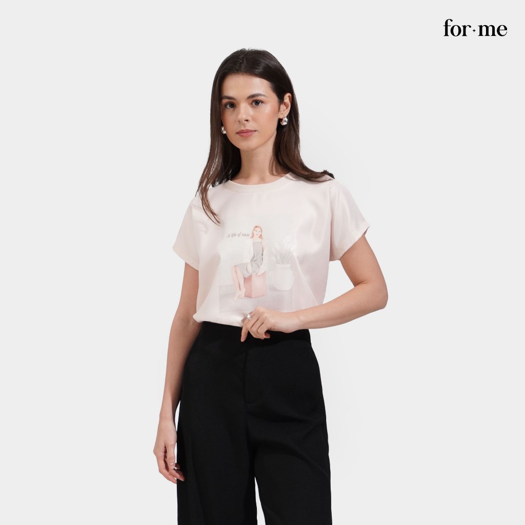 ForMe Made For Me: A Life Of Ease Graphic Tee T-Shirt For Women (Cream ...