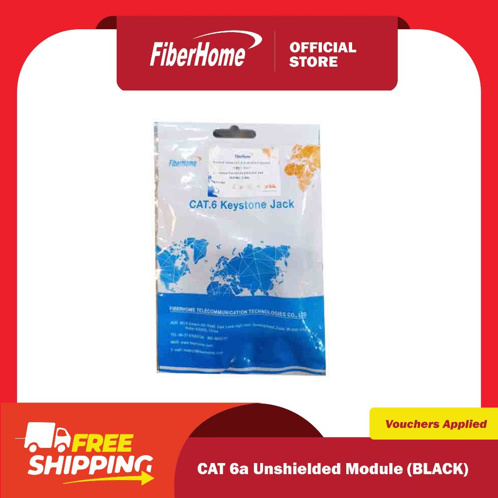 FiberHome FH-IO-C6ABL CAT 6a Unshielded Module (Black 180) | Shopee ...