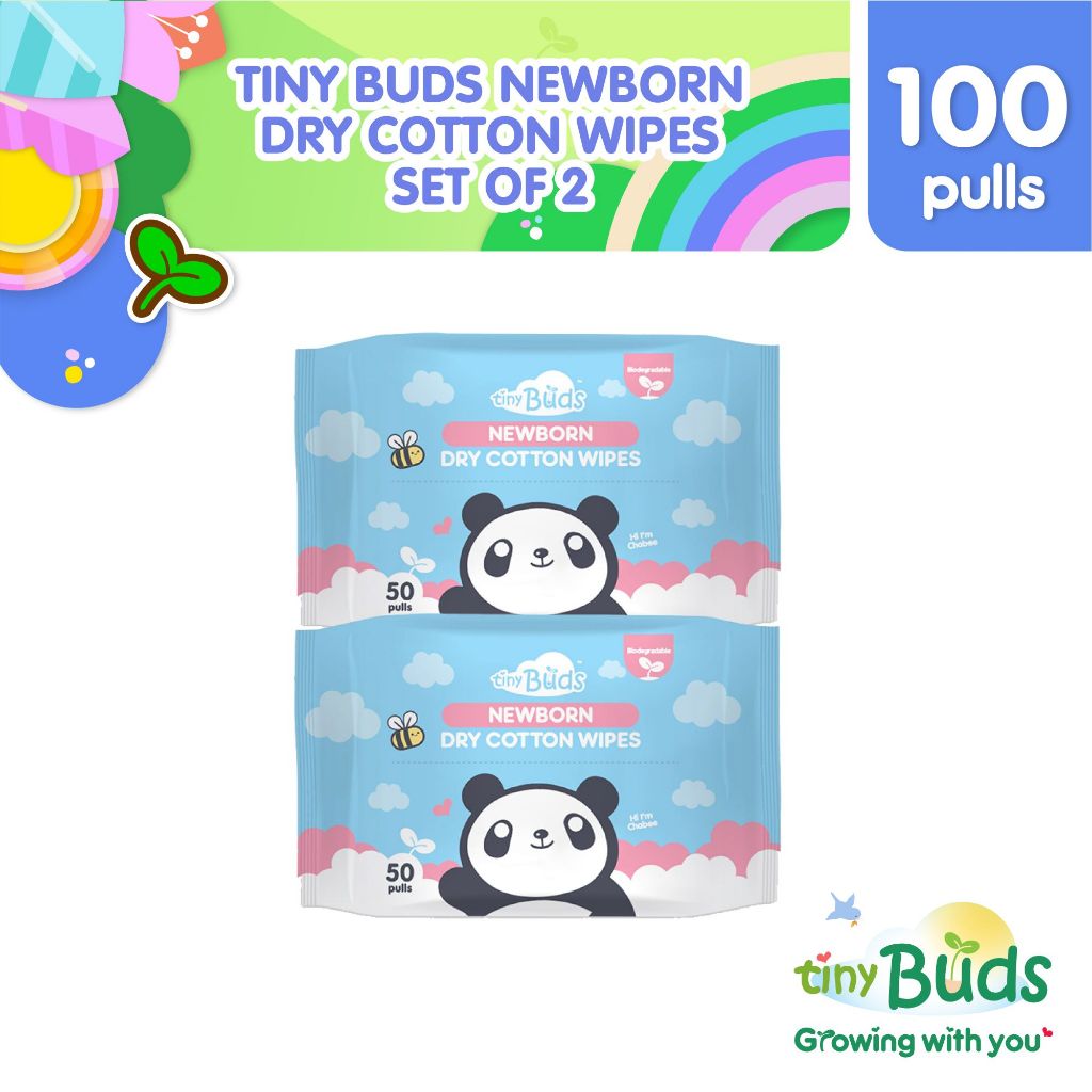 Tiny Buds Newborn Dry Cotton Wipes Set of 2 | Shopee Philippines