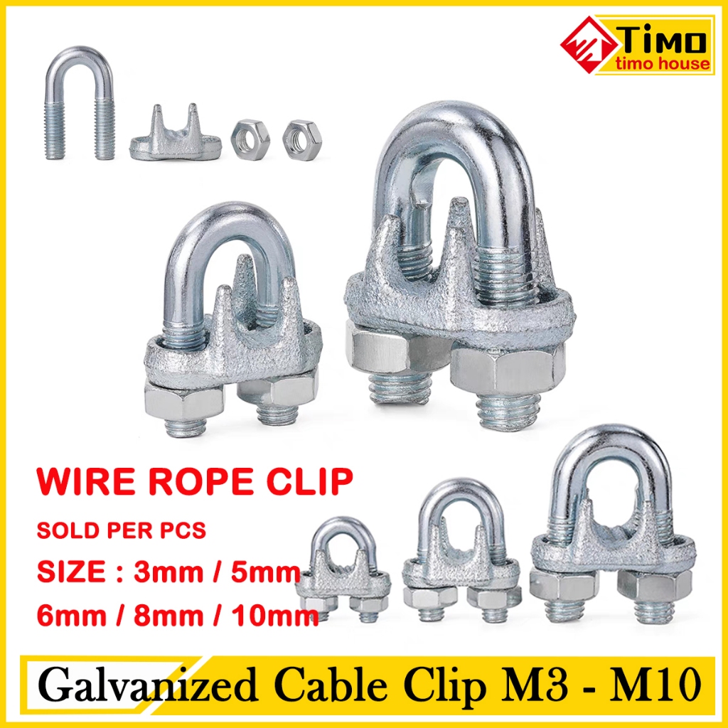 3-10mm Wire Rope Clip Galvanized Steel Cable Clip Steel Clip GI Cable U ...
