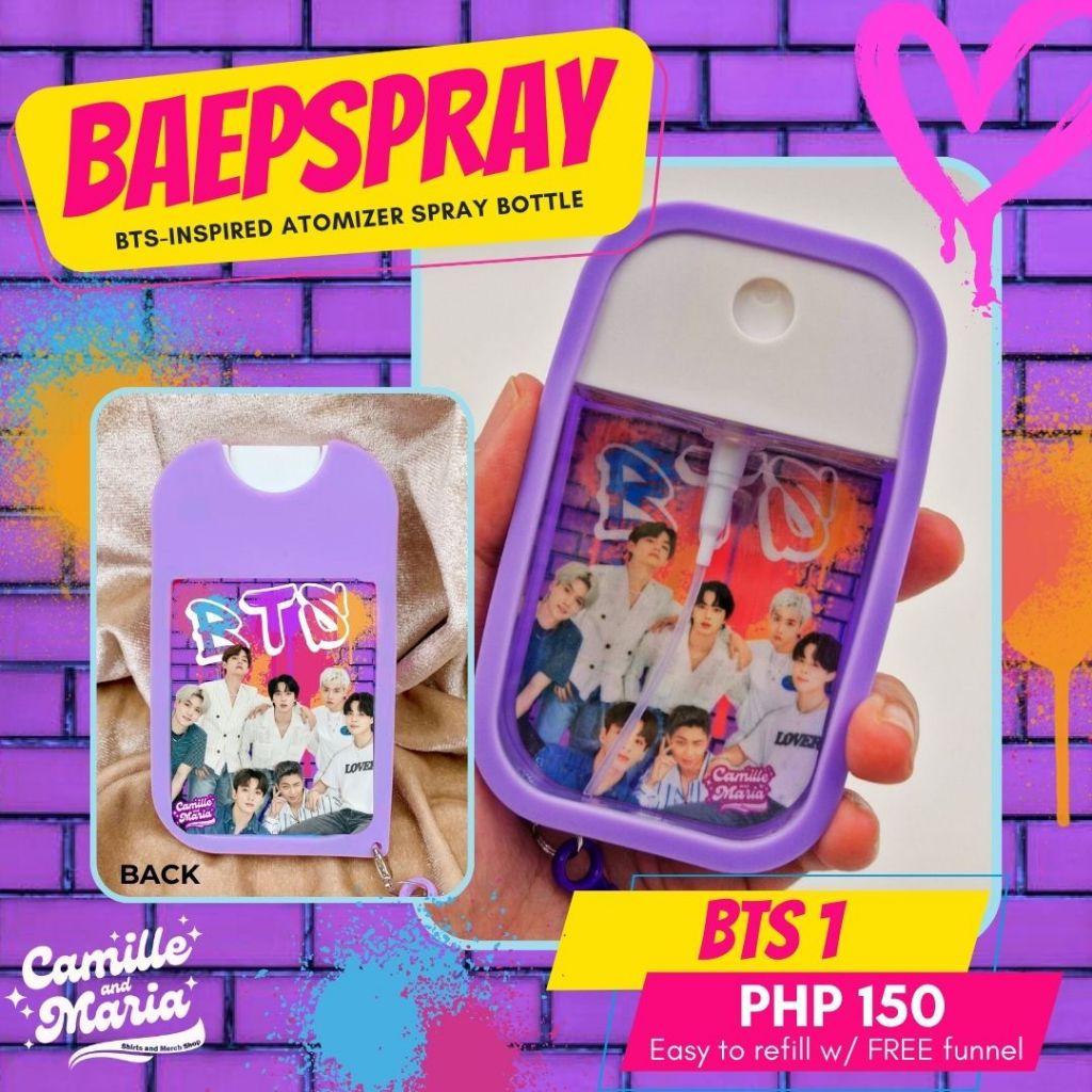 BTS Spray Bottle Atomizer - BaepSpray - (50ml with free funnel, back to ...