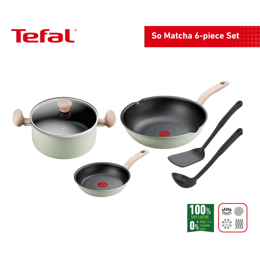 Tefal So Matcha 6-piece Set Non stick,No.1 Cookware*, PFOA Free, 32K ...