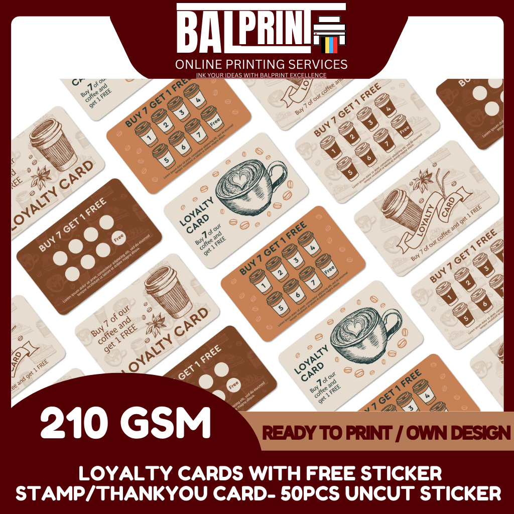 LOYALTY CARDS WITH FREE STICKER STAMP/THANKYOU CARD -48pcs UNCUT ...