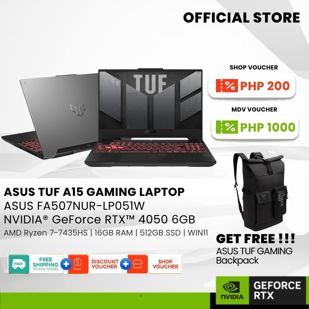 ASUS TUF A15 FA507NUR-LP051W AMD Ryzen 7-7435HS 16GB RAM 512GB SSD 15.6 ...