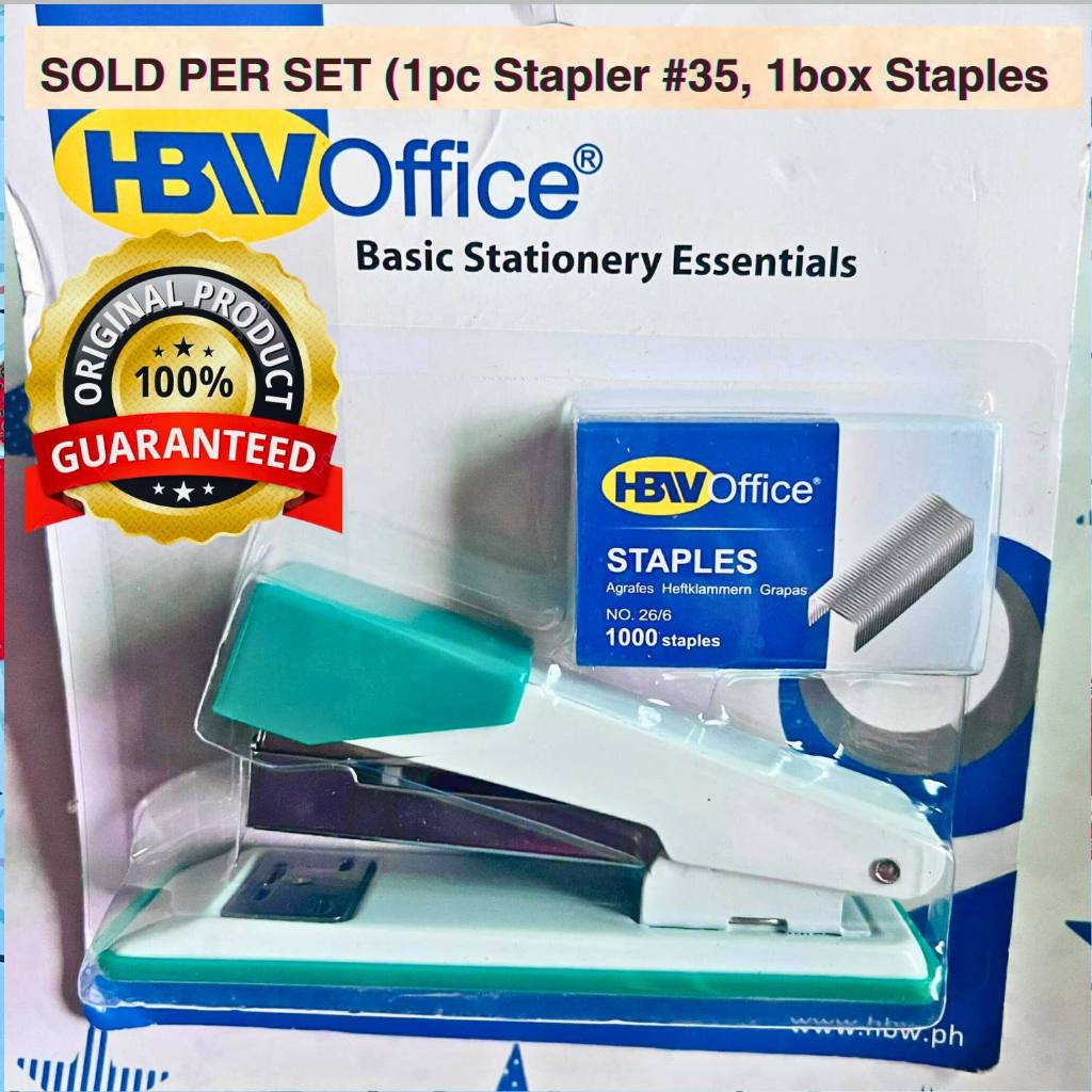 HBW office Stapler Set No. STR-2445-2B ( 1-pc Stapler #35, 1-box No. 26 ...