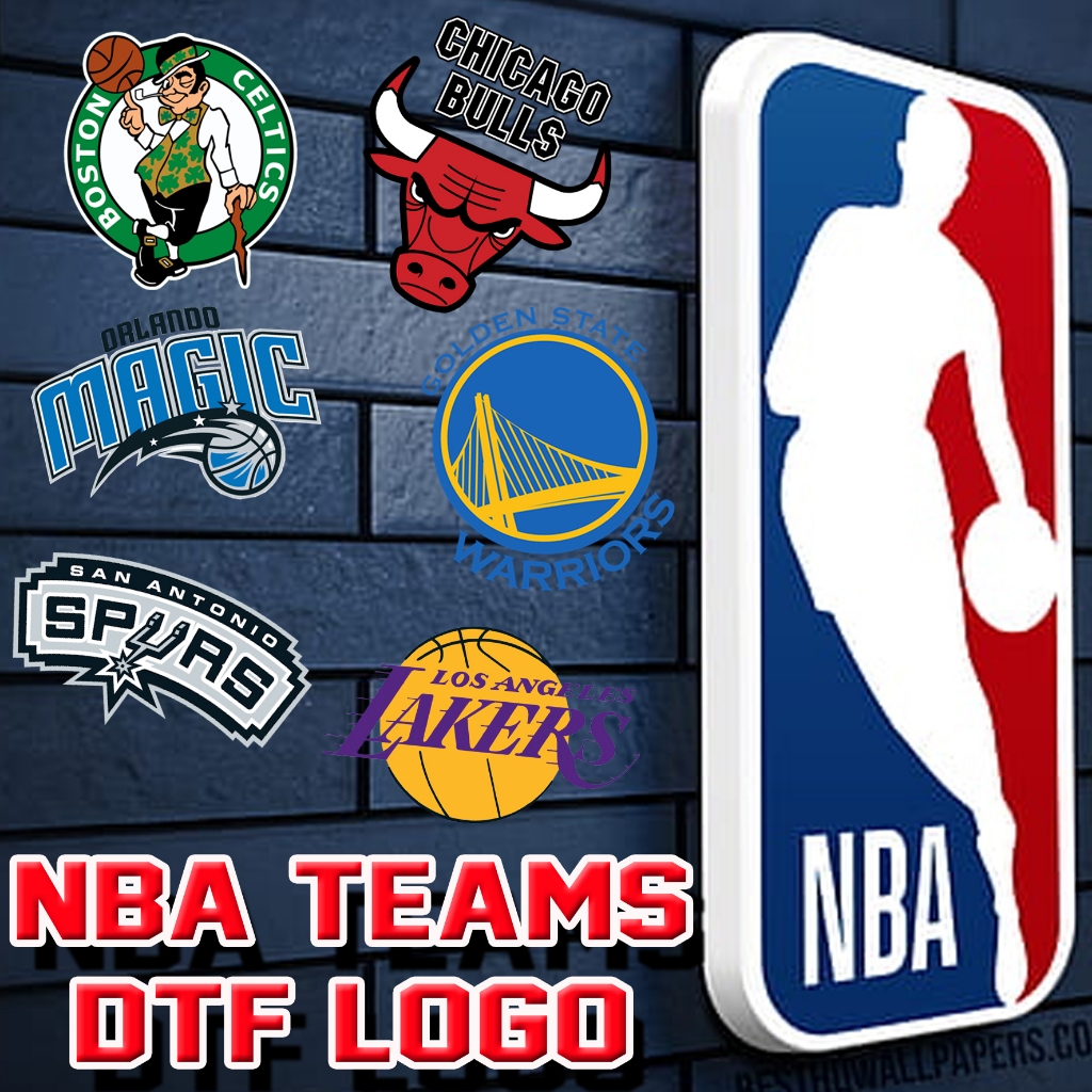 NBA TEAM LOGO IRON ON DTF PRINTS 9CM TRANSPARENT BACKGROUND READY TO ...