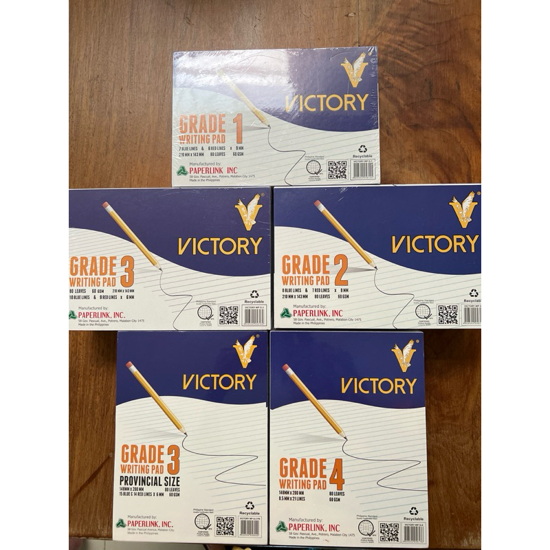 10pads Victory Writing Pad 80lvs Japan wood free paper Grade 1 2 3 4 ...
