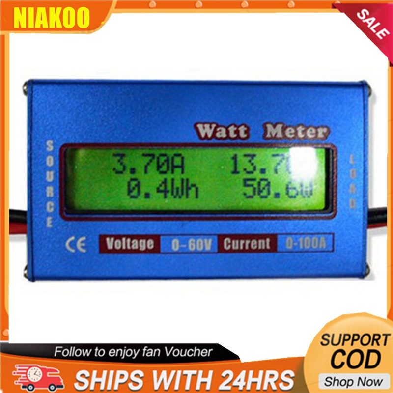 Wattmetre DC 60V 100A Balance Voltage Battery Test Power Meter Analyzer ...