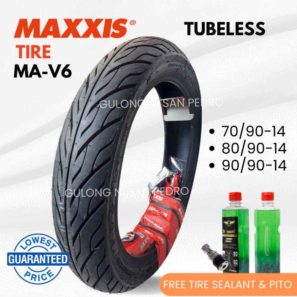 MAXXIS MA-V6 TUBELESS 70/90-14, 80/90-14, 90/90-14 | Shopee Philippines