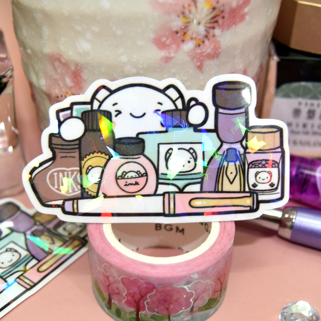 Fountain Pen Ink Design Sprinkles Holographic Laminated Vinyl Stickers ...