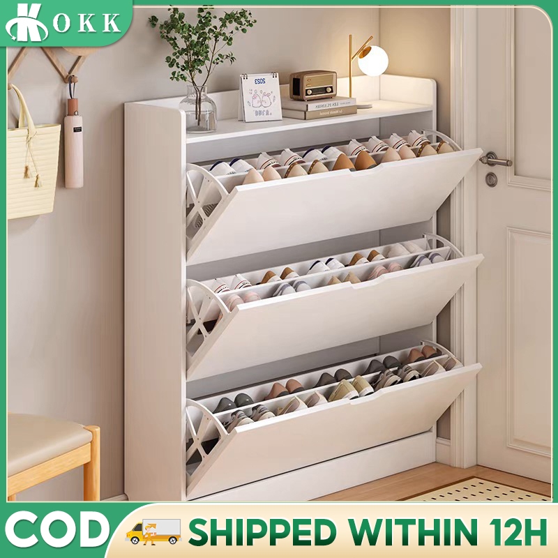 Shoe Cabinet Wood Flip Shoe Cabine Storage Shoe Rack Organize Large ...