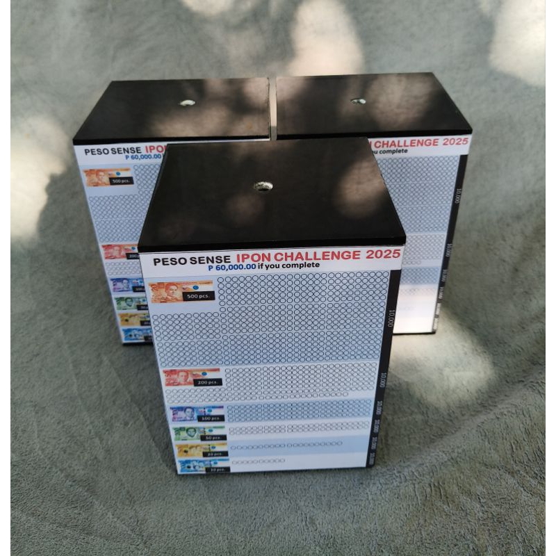 glass alkansya peso sense ipon challenge 2025( round hole )4wx5Lx7H ...