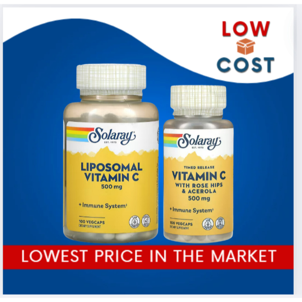 LowCostPh | Solaray, Liposomal Vitamin C, 500 mg, 100 VegCaps, Buffered Super Bio Vitamin C,1 ...