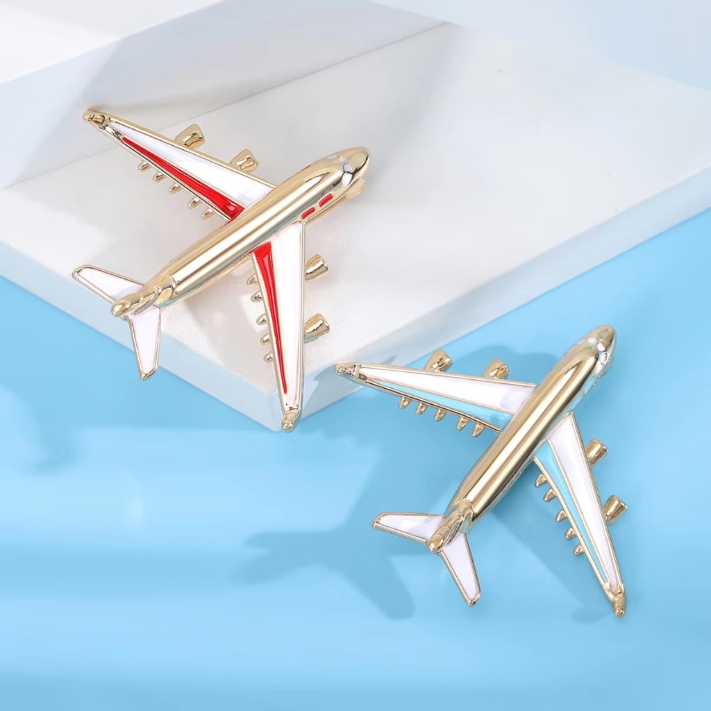 Alloy Airplane Brooch Pins Fashion Enamel Red Blue Plane Cartoon Badge ...