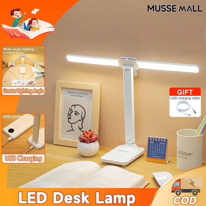 Musse Desk Lamp FoldableTable Lamp Dual Head LED Rechargeable Study ...