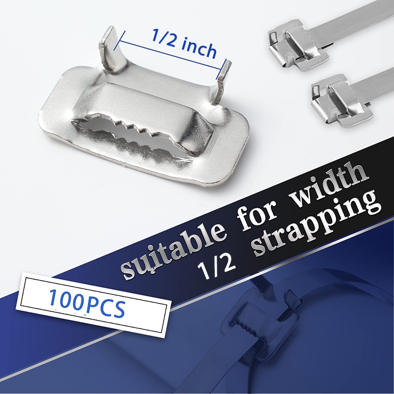 100PCS Stainless Steel Strap Buckle L-shaped Metal Banding Lock Buckles ...