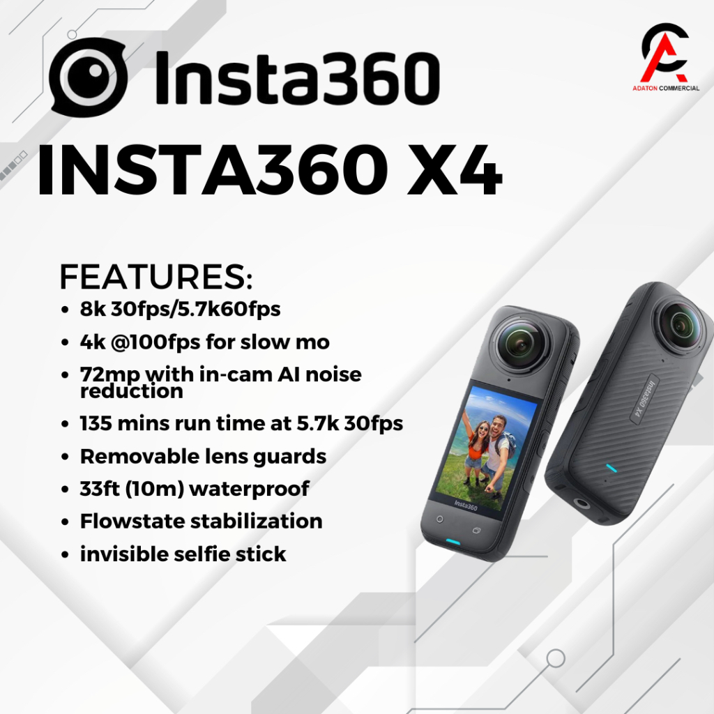 Insta360 X4 with 8k Resolution, Voice Control, 6-axis gyro, Gesture Control, WiFi | Shopee ...