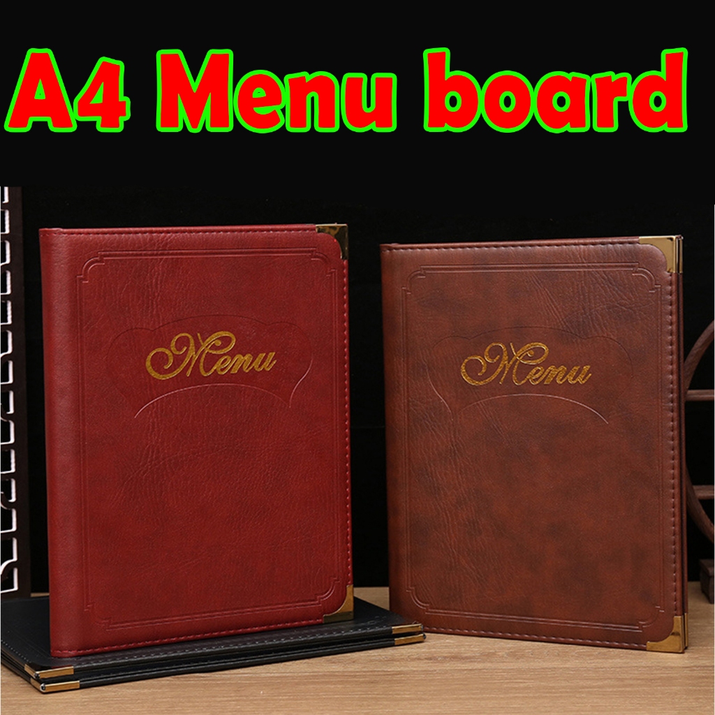 A4 Size 7 Pages Menu board Leather Menu Covers Transparent Restaurant ...