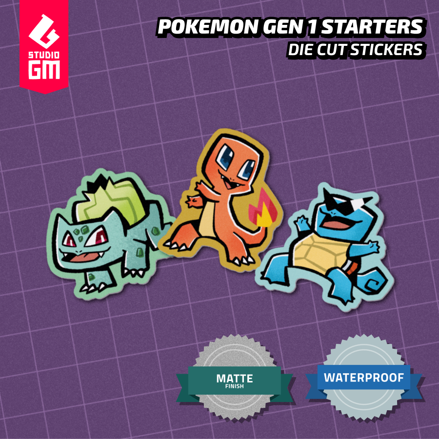 Pokemon Gen 1 Red Blue Starters Bulbasaur Charmander Squirtle Cartoon ...