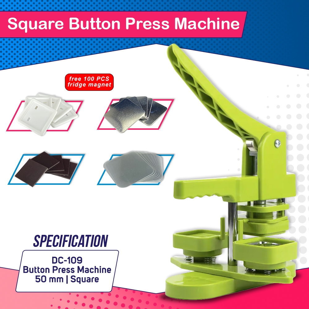 Square Button Press Machine 50mm with Fridge Magnet 100set (2inch ...