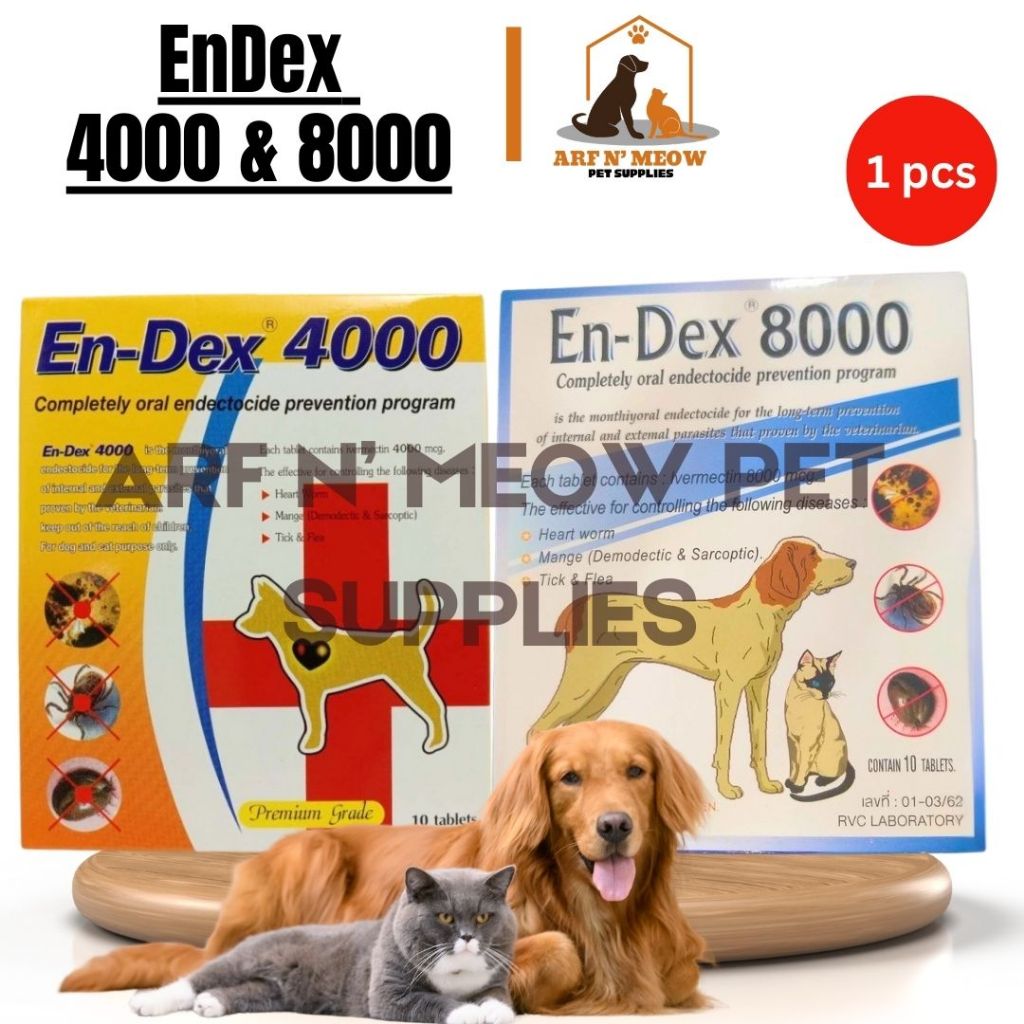 Endex 4000 & 8000 Pet Anti Ticks And Fleas Heartworm Tablets Cat Dogs ...