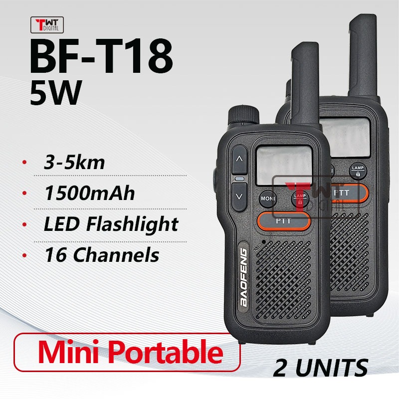 BaoFeng BF-T18 Mini Walkie Talkie 2 Set Portable Two Way Radio UHF 400 ...