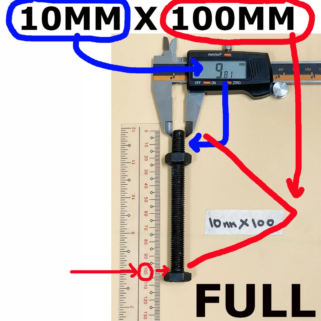 HT BOLT 10MM X 100MM WITH 1 PIECE NUT HI TENSILE ...