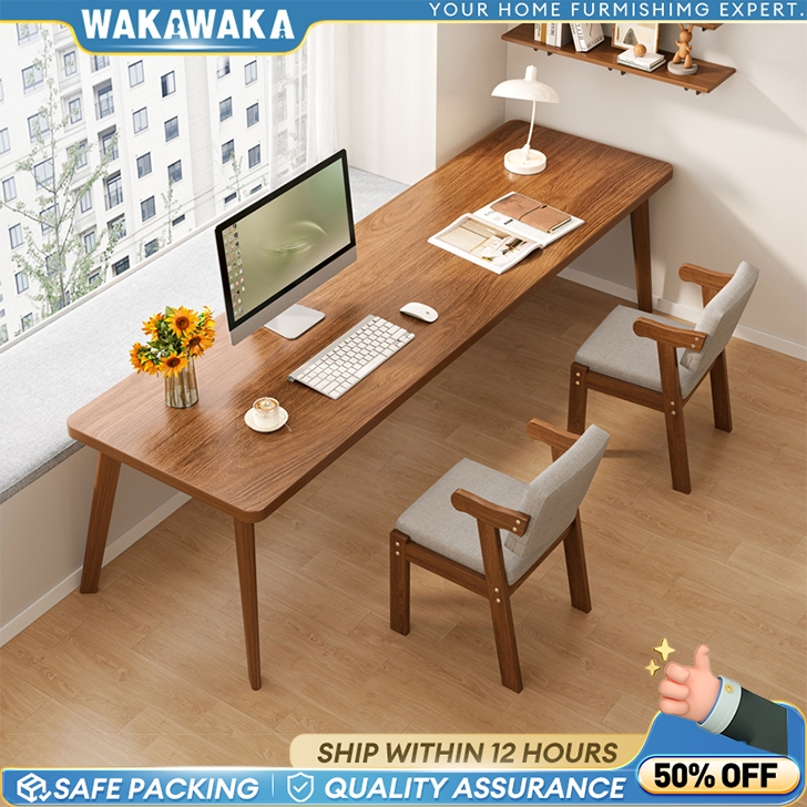 140CM Study Table Wooden Long Table Computer Table Desk Office Table ...