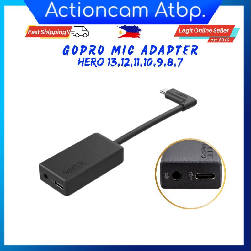Go Pro Mic Adapter for HERO 13, 12,11,10,9,8,7,6,5 BLACK BRANDNEw ...