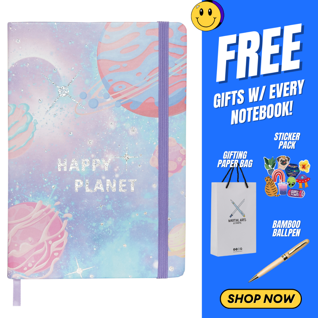 Happy Planet A5 Hardbound Notebook with 80gsm Lined Beige Sheets and ...