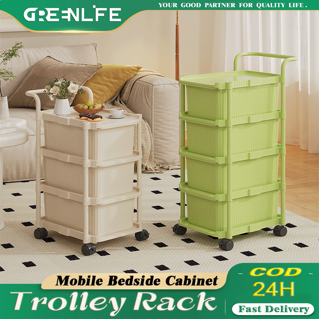 Movable Bedside Cabinet Trolley Storage Rack Multifunctional Storage ...