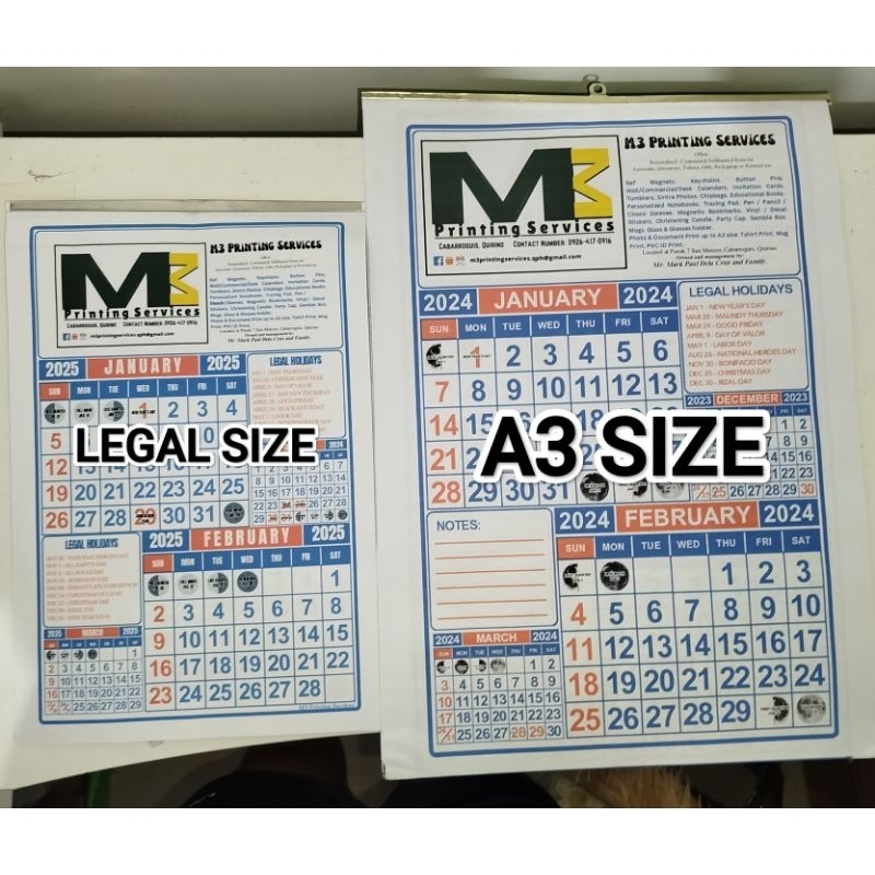 A3 Commercial Calendar BUNDLE by M3 Printing Services | Shopee Philippines