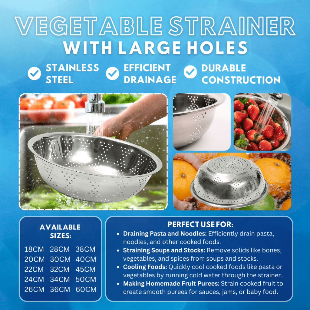 VEGETABLE STRAINER with large holes (stainless steel , Efficient ...