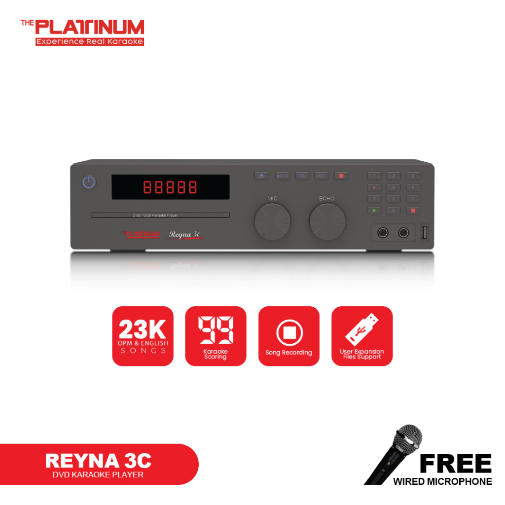Platinum Karaoke Reyna 3C Player with 23,000++ Songs with Wired Microphone | Shopee Philippines