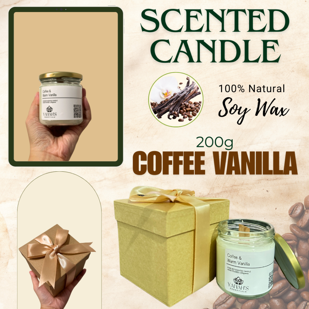 100% Soy, Highly Scented, Hand Poured Soy Candle (COFFEE VANILLA ...
