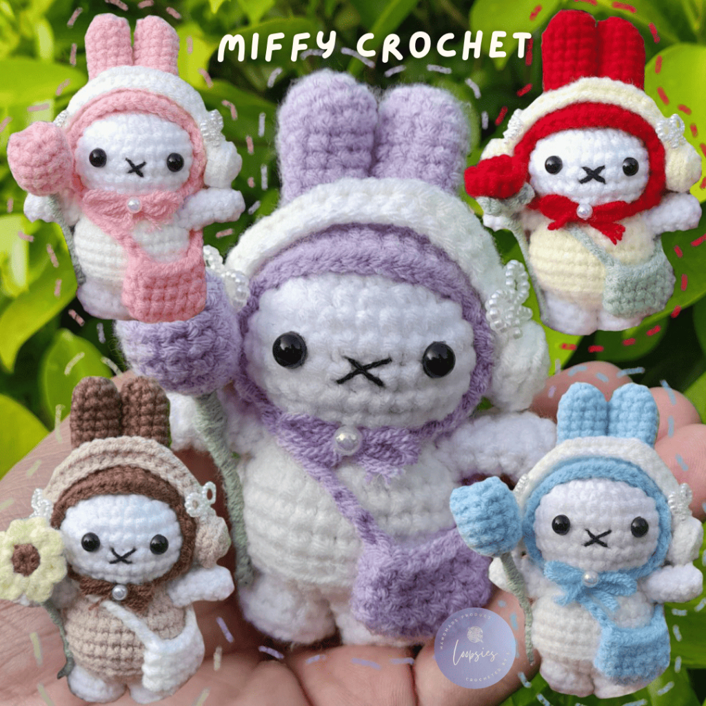 crochet miffy mini bag keychain plushie ᯓ★ | Shopee Philippines
