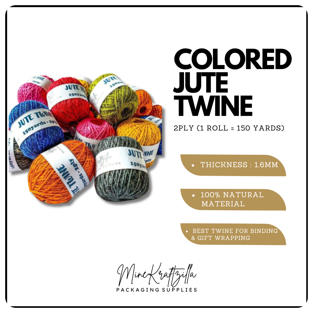 Colored Jute Twine 2 Ply (150 yards) - Roll for Binding and Wrapping ...