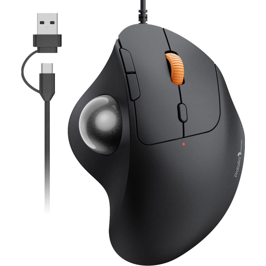 ProtoArc Trackball Mouse Wired USB-C/USB-A Compatible 4 DPI Levels ...