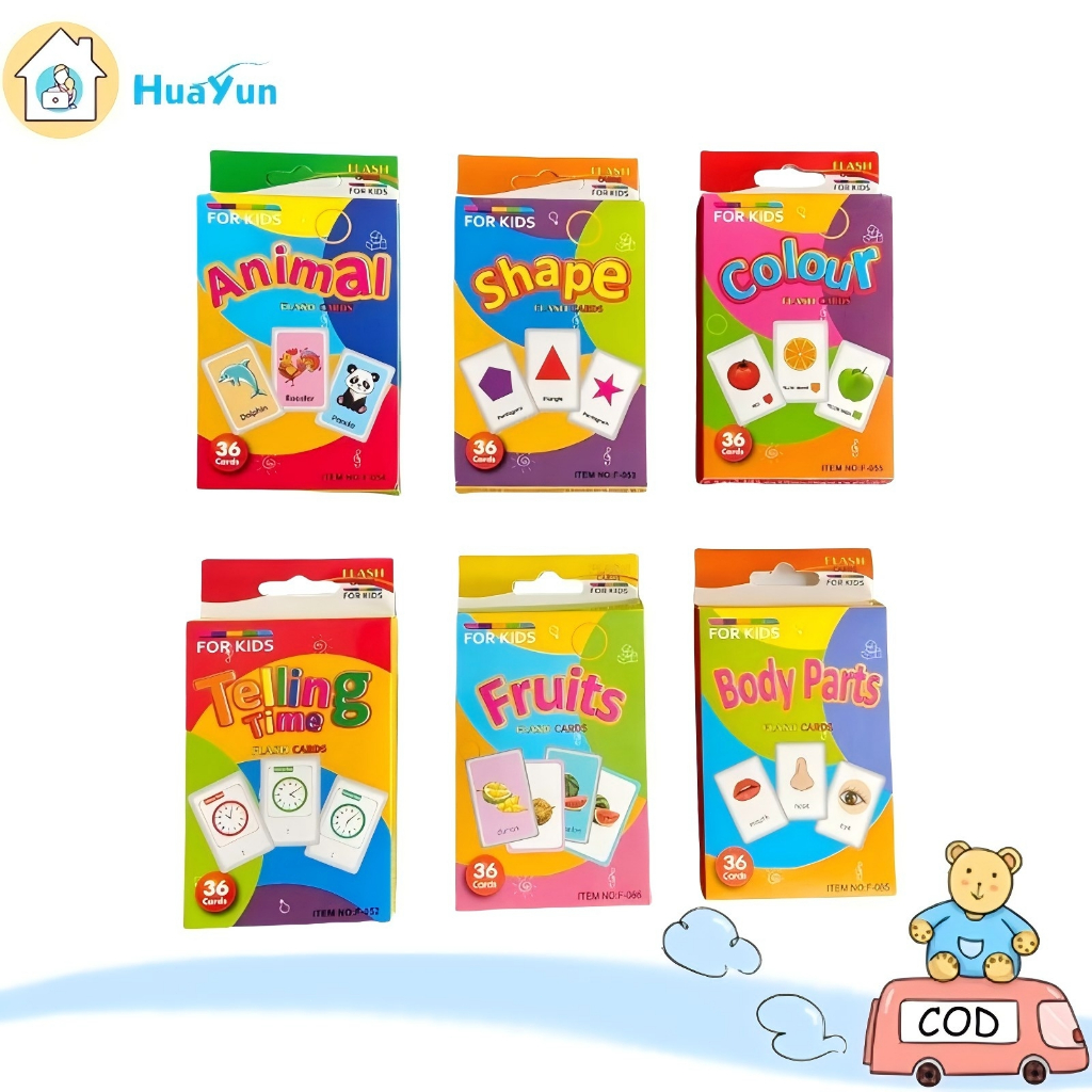 36pcs Early Educational Toys Children Cognition Cards Double Side Flash ...