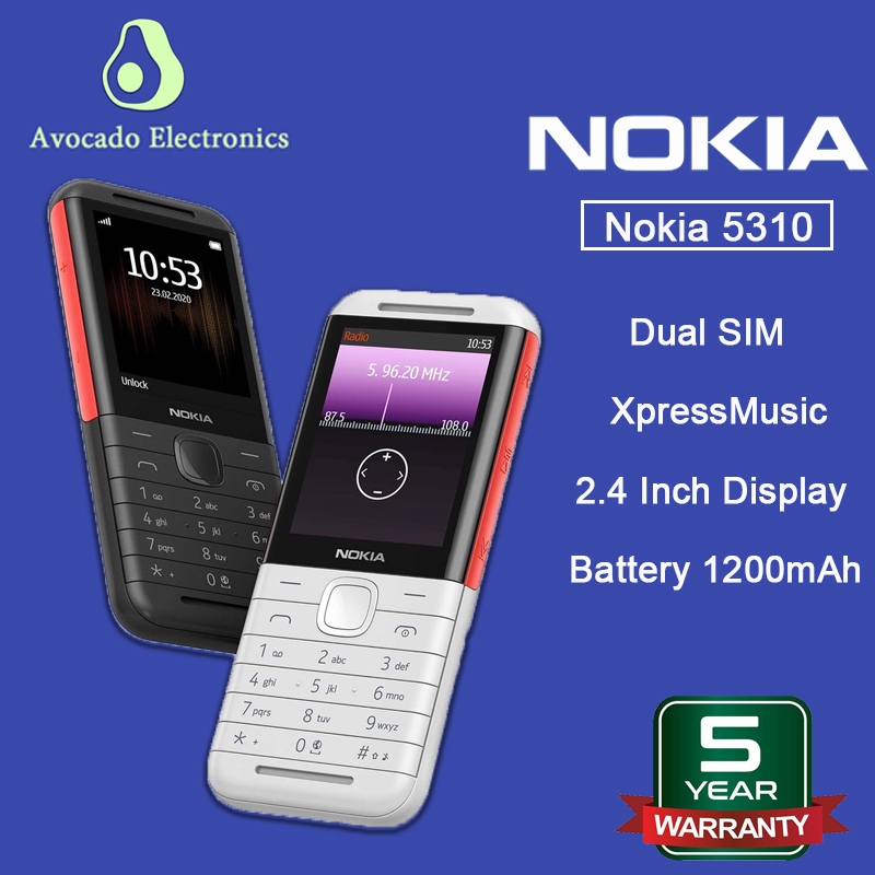 Nokia 5310 Keypad Phone Xpress Music Keypad Cellphone 1200mA Feature ...