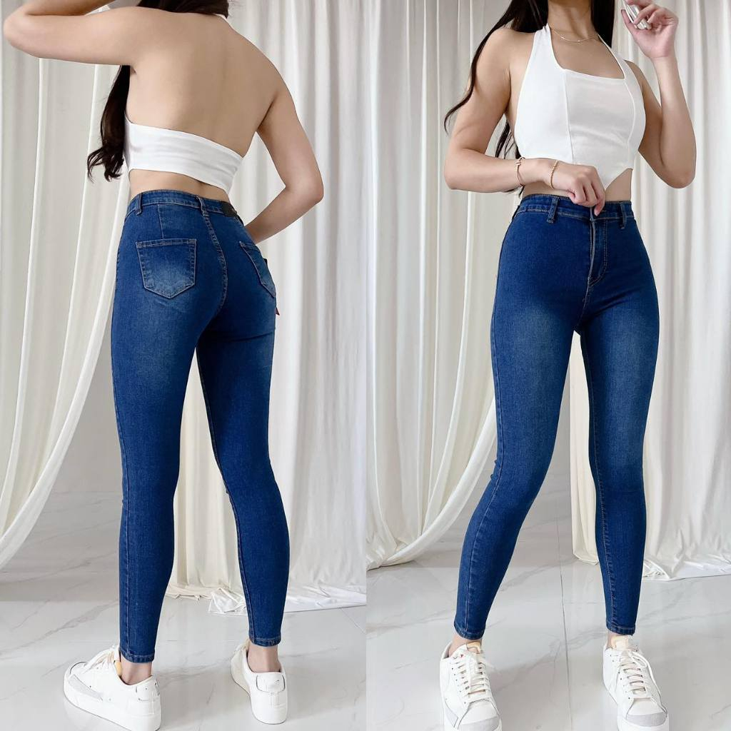EMILY Korean High Waist Casual Skinny Denim Ladies Pants New Arrival ...