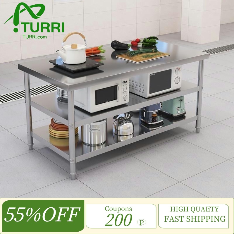 TURRI console table 3-tier kitchen table long table Commercial 304 stainless table cooking table ...