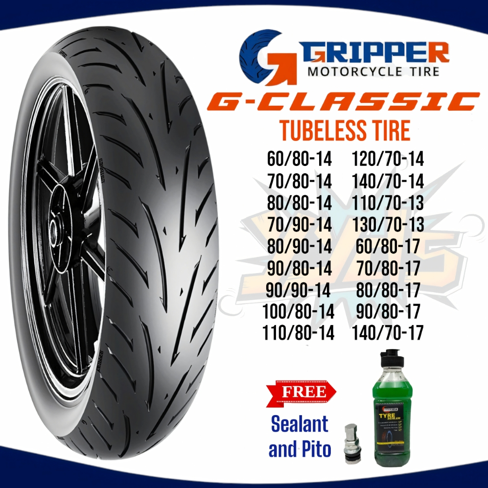 Gripper G-Classic Tire Original Tubeless Tire Rim Size 10", 12", 13",14 ...
