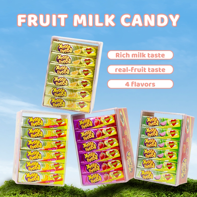 FRUITY CHEWY MILK CANDY 30 TUBES 5PCS CANDY IN A TUBE- 4FLAVORS BANANA ...