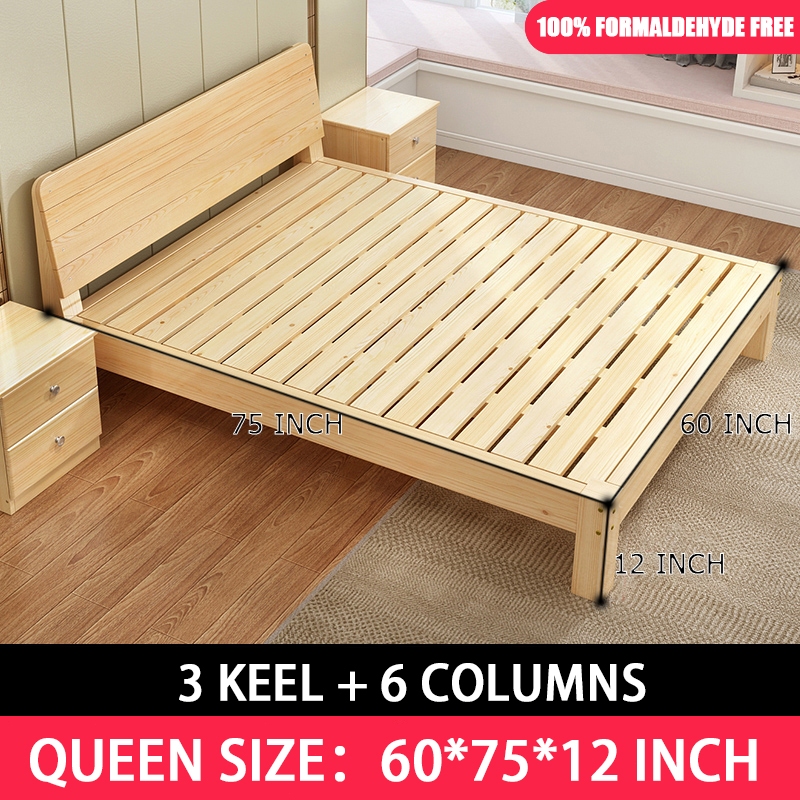 36-70 INCH Solid Wood Bed 2M Long Bedroom Furniture Bed Family Single ...