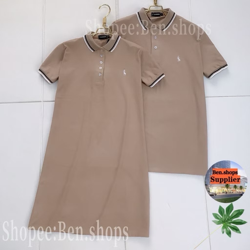 fashion Mocha color family couple polo shirt dress cotton 15 colors LKD ...