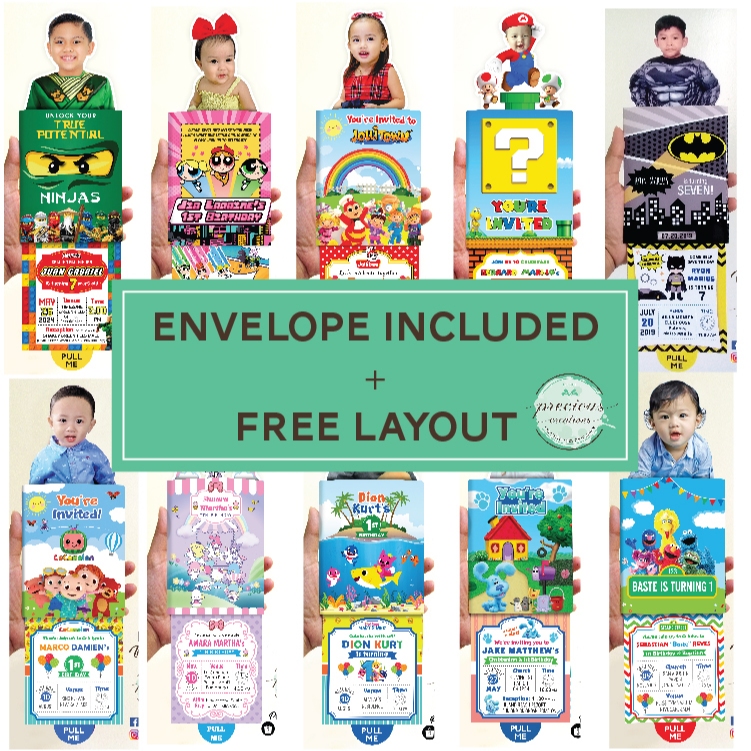 10pcs CARTOON themed Pull Me Invitation | Shopee Philippines