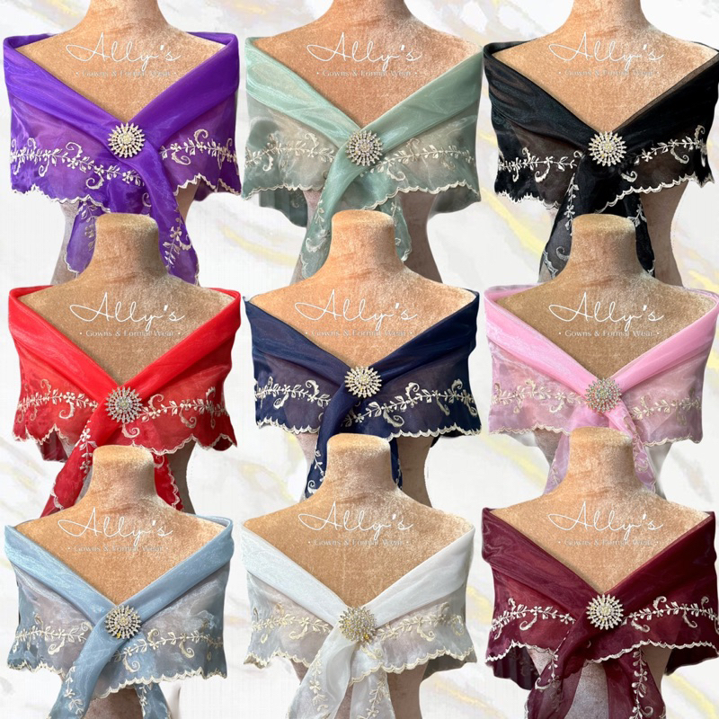 Modern Filipiniana Alampay Classic Embroidery Organza Material | Shopee ...